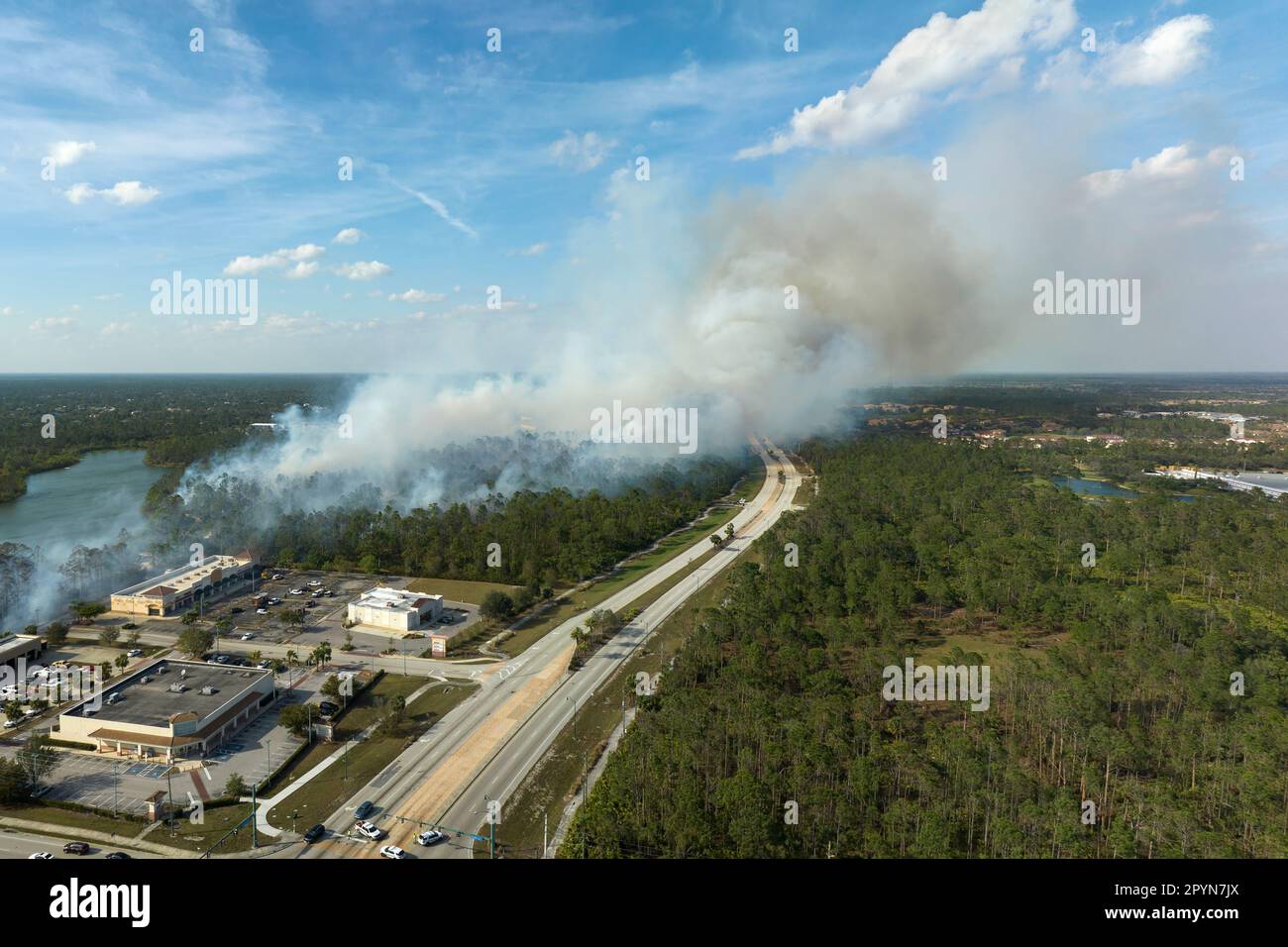 Wildfire burning severely during dry winter season in North Port city ...