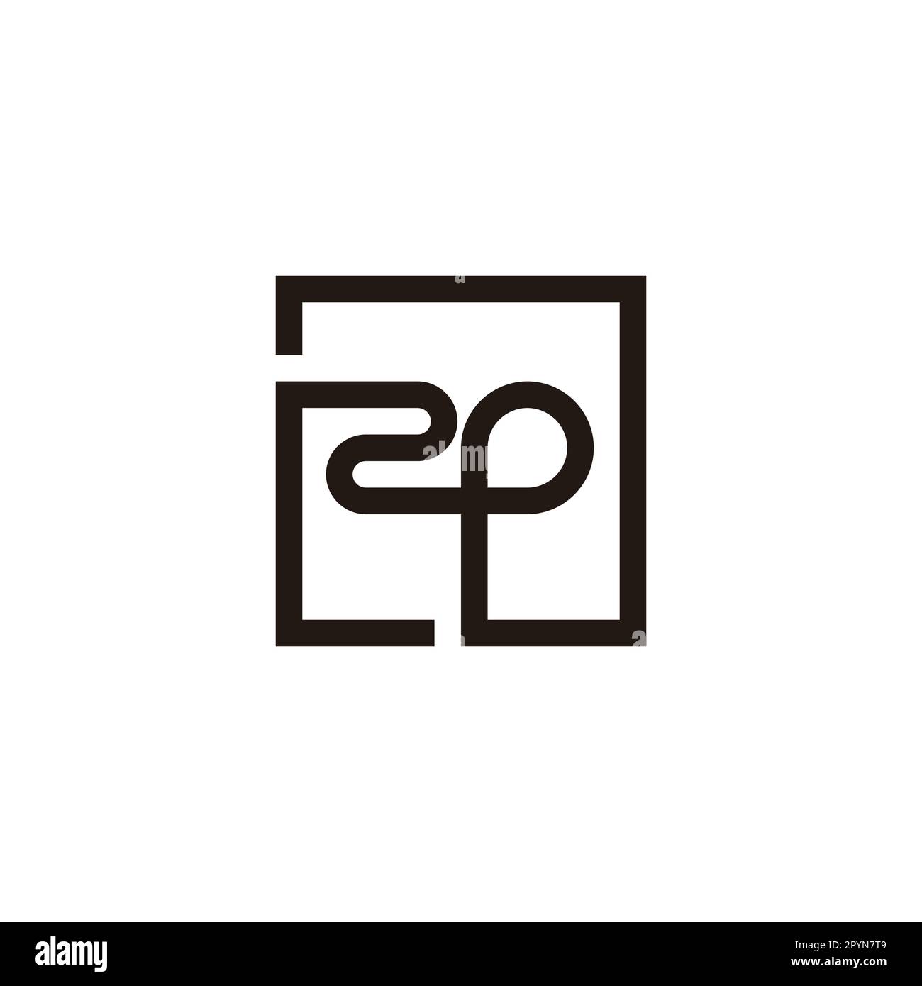 Number 2 letter p square, curve, geometric simple symbol logo vector ...