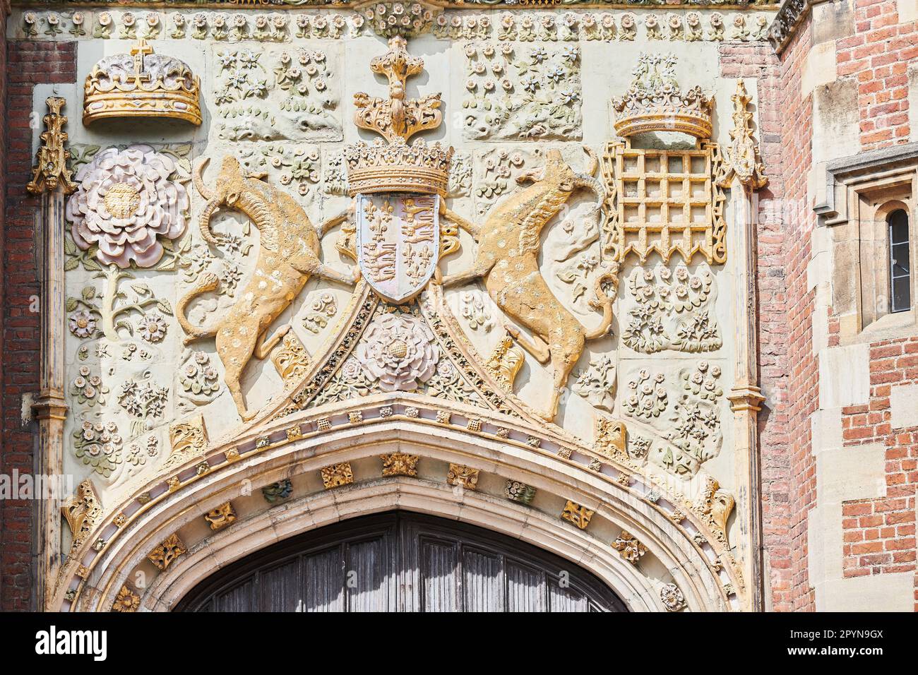 Tudor emblem above the main entrance to St John's College, University ...