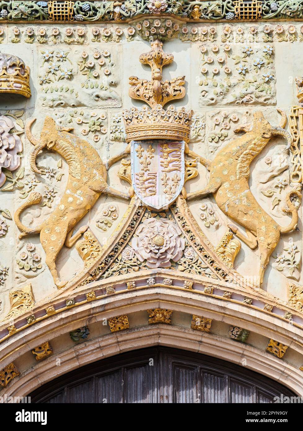 Tudor emblem above the main entrance to St John's College, University ...