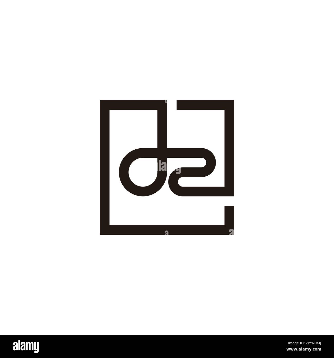 Letter d2 curve, square geometric symbol simple logo vector Stock ...