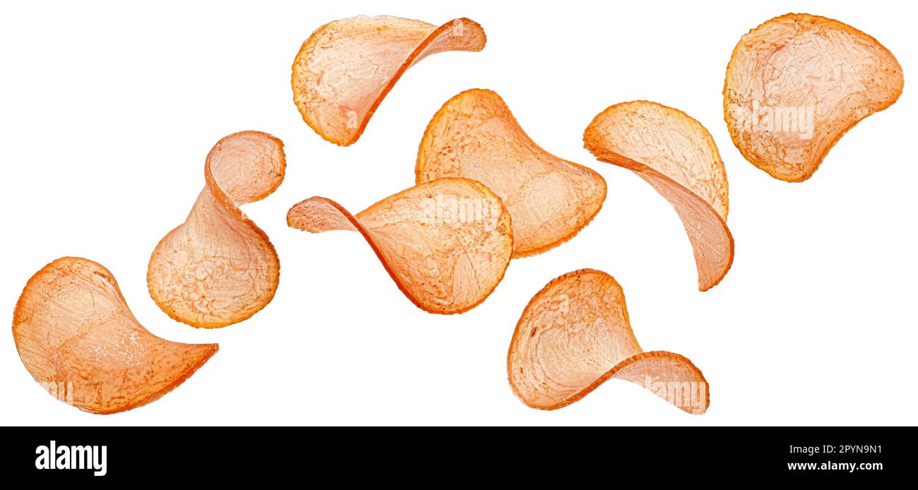 Chicken meat chips isolated on white background Stock Photo - Alamy