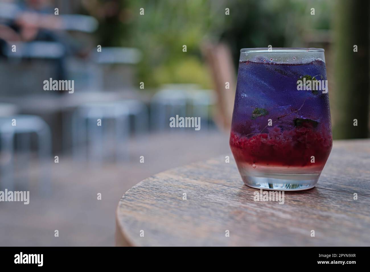 A fresh drink made of Strawberry Fruit combined with Blue Tea made of ...