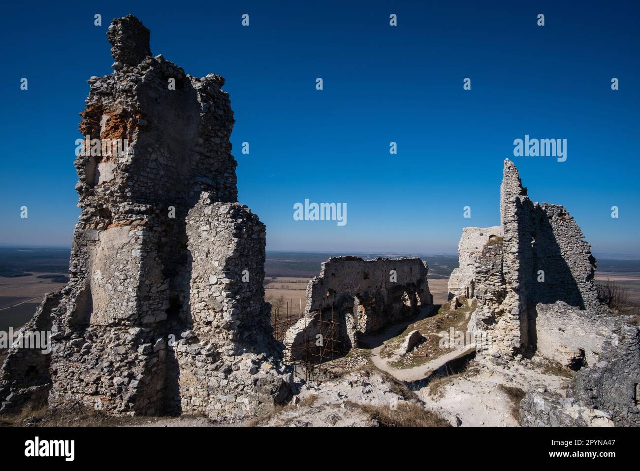 Abandoned ruins of medieval Plavecky castle in Slovakia, Central Europe ...