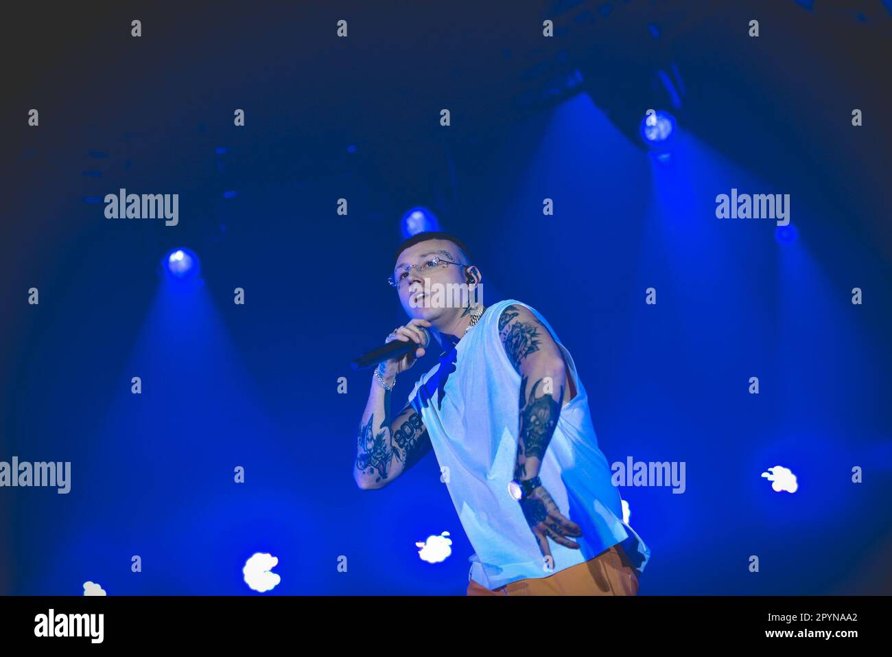 Naples, Italy. 03rd May, 2023. The Italian rapper Lazza (Jacopo ...