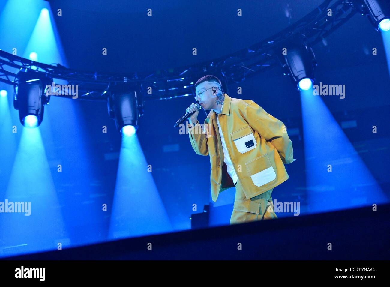 Naples, Italy. 03rd May, 2023. The Italian rapper Lazza (Jacopo ...