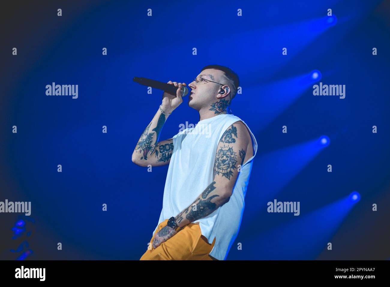 Naples, Italy. 03rd May, 2023. The Italian rapper Lazza (Jacopo ...