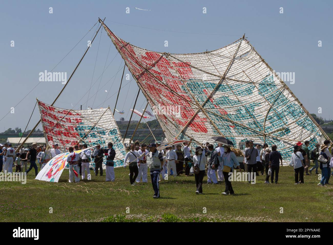 Large kites on display at the Sagami Giant Kite festival (Sagami-no ...