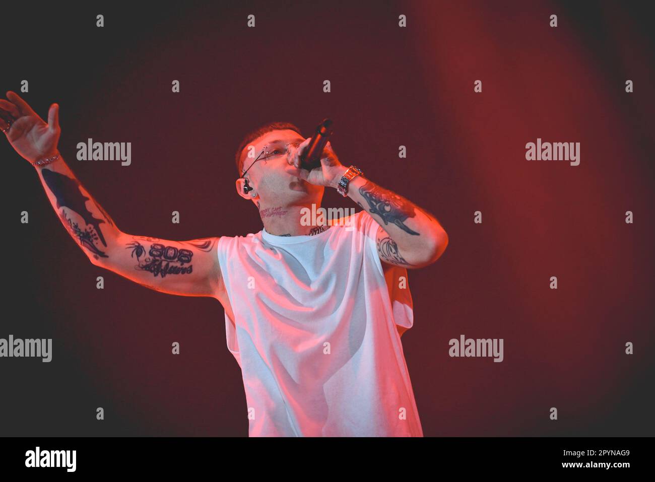 Naples, Italy. 03rd May, 2023. The Italian rapper Lazza (Jacopo ...