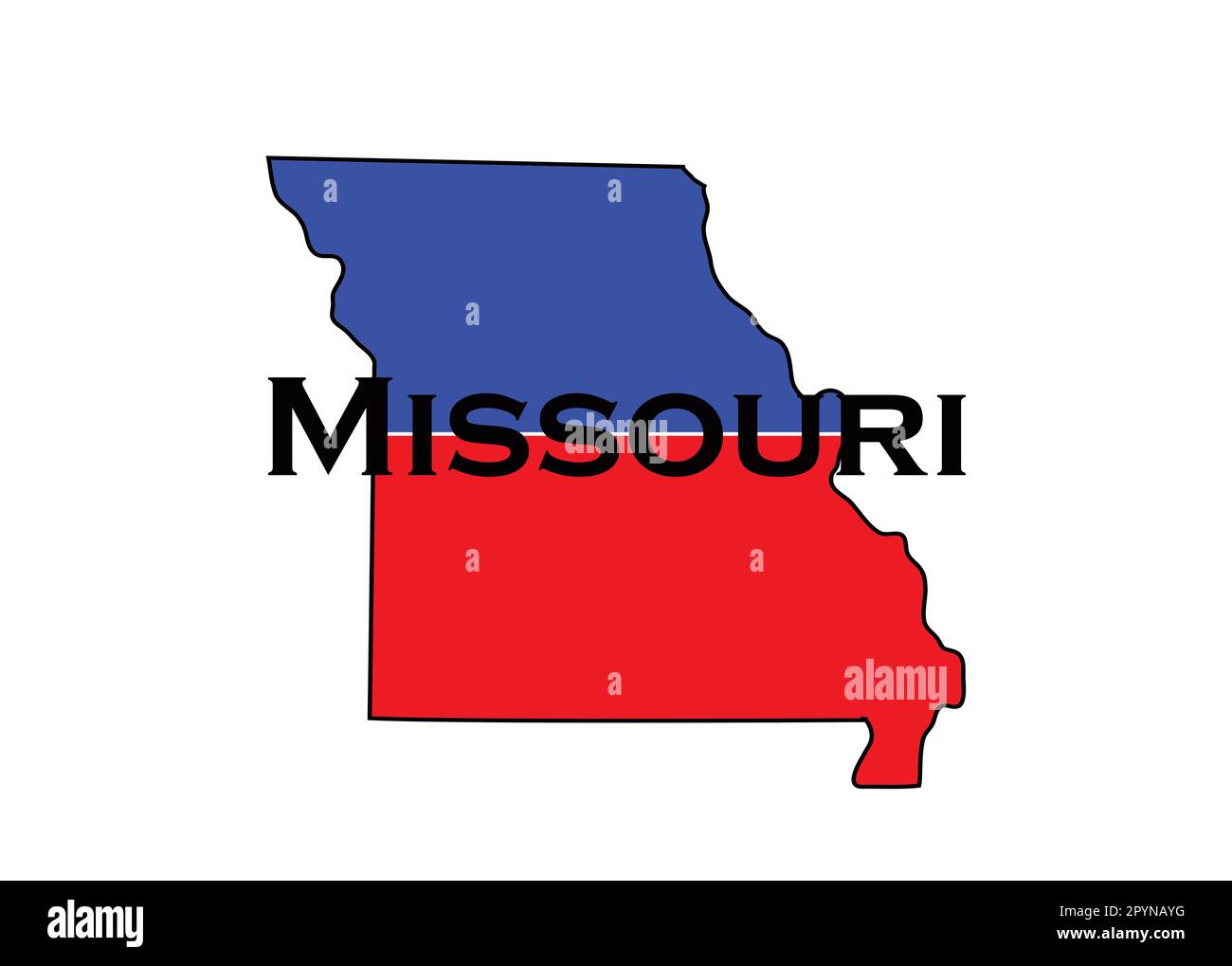 Politically split state of Missouri with half red and blue Stock Photo ...