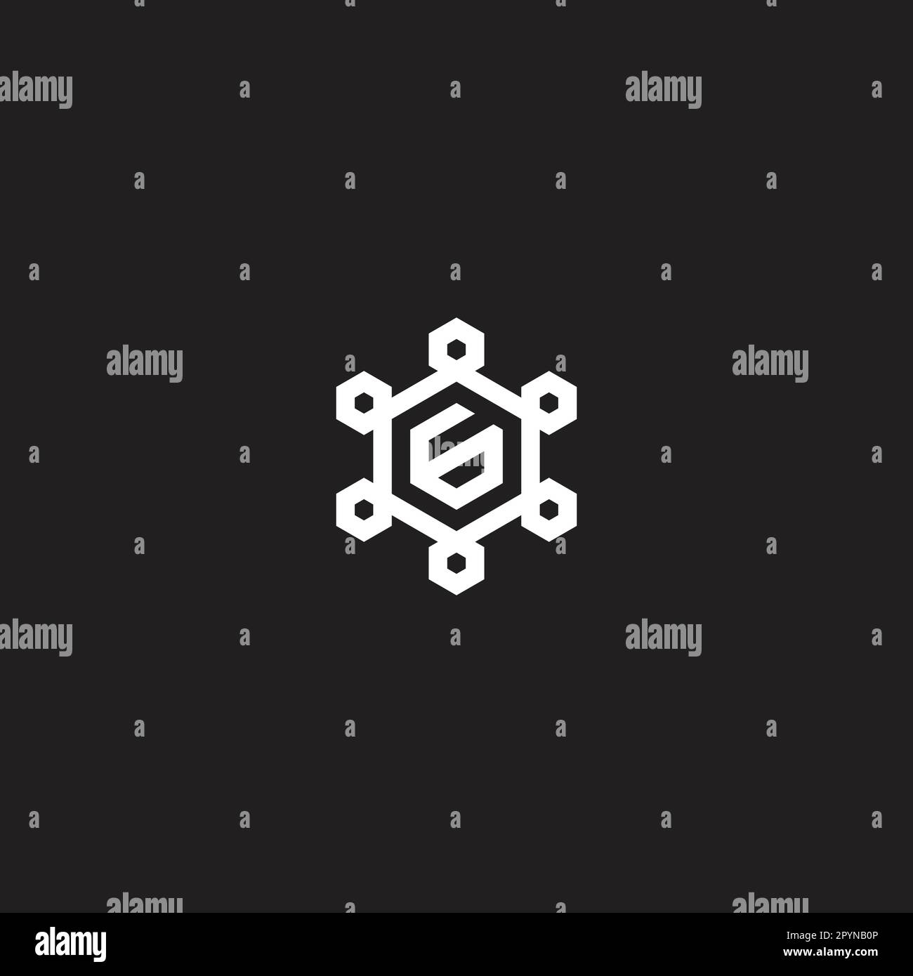 Number 6 in frame, hexagons geometric symbol simple logo vector Stock ...