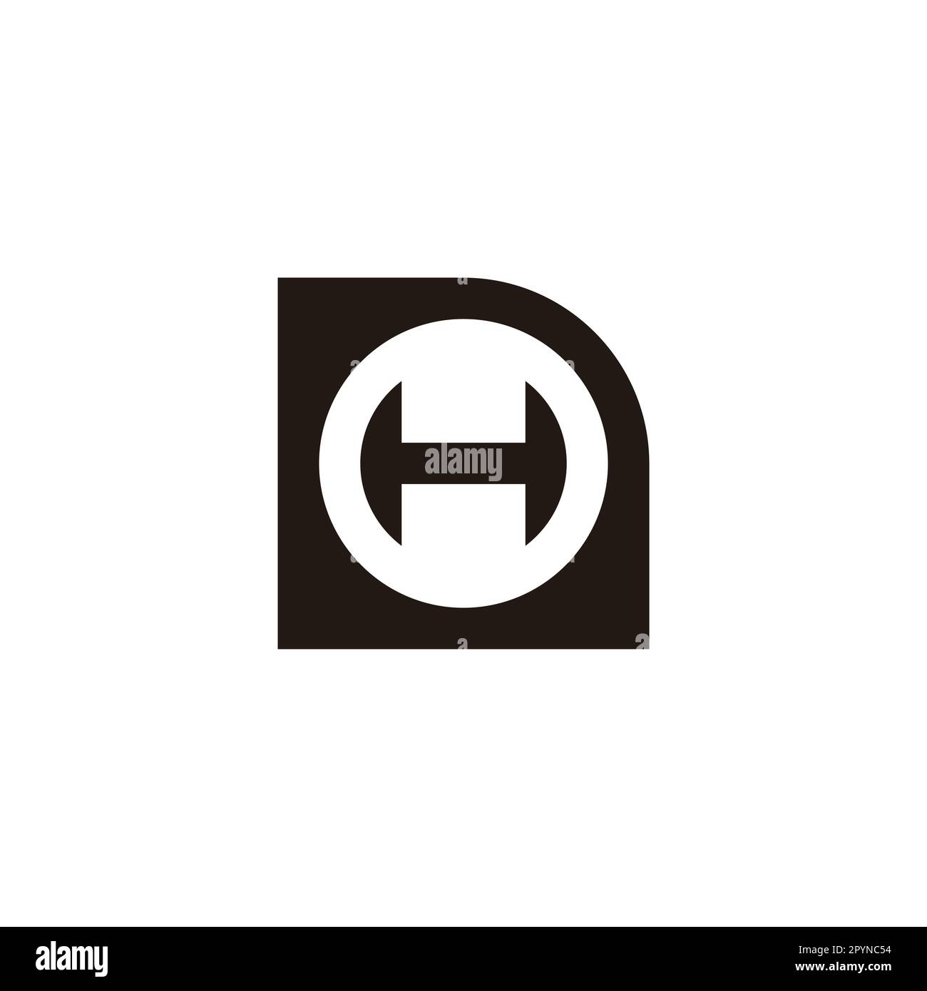 Letter H in file, circle geometric symbol simple logo vector Stock ...