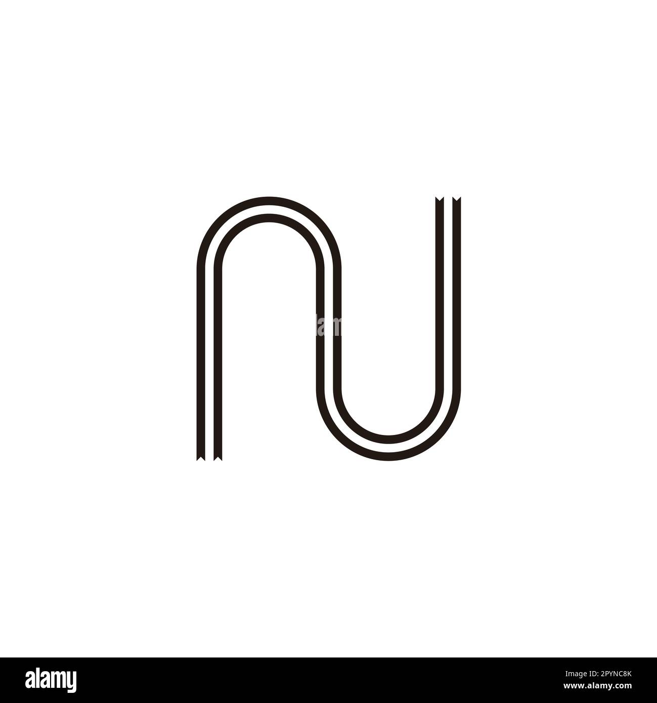 Letter N ribbon, curve lines geometric symbol simple logo vector Stock ...