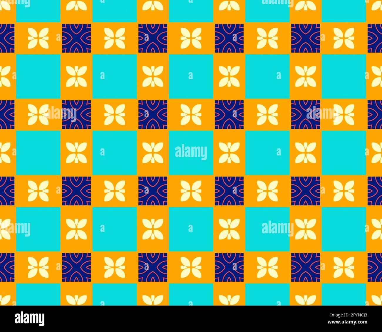A digital render of an abstract vibrant seamless pattern for wallpapers ...