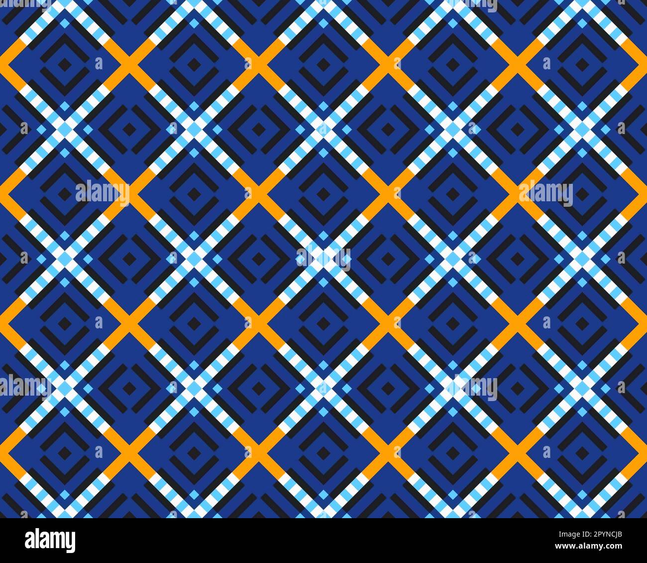 A digital render of an abstract vibrant blue seamless pattern for ...