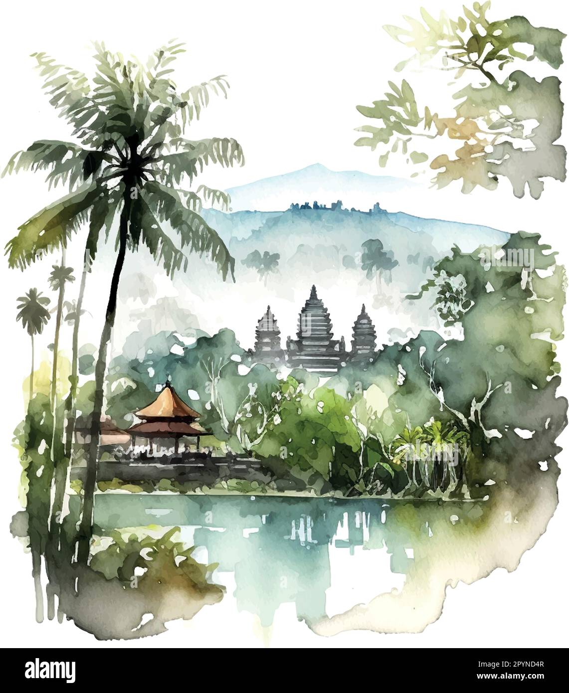 Mountain scenery bali Stock Vector Images - Alamy