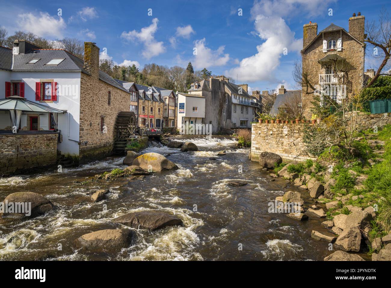 The old mills of Pont Aven on the Aven River, Brittany, France Stock ...