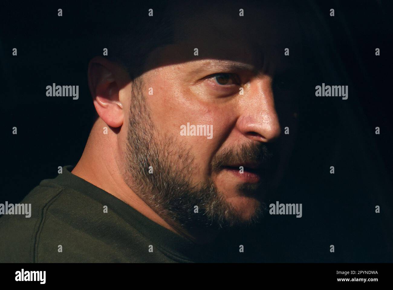 Ukraine's President Volodymyr Zelenskyy is seen in a car during a visit ...