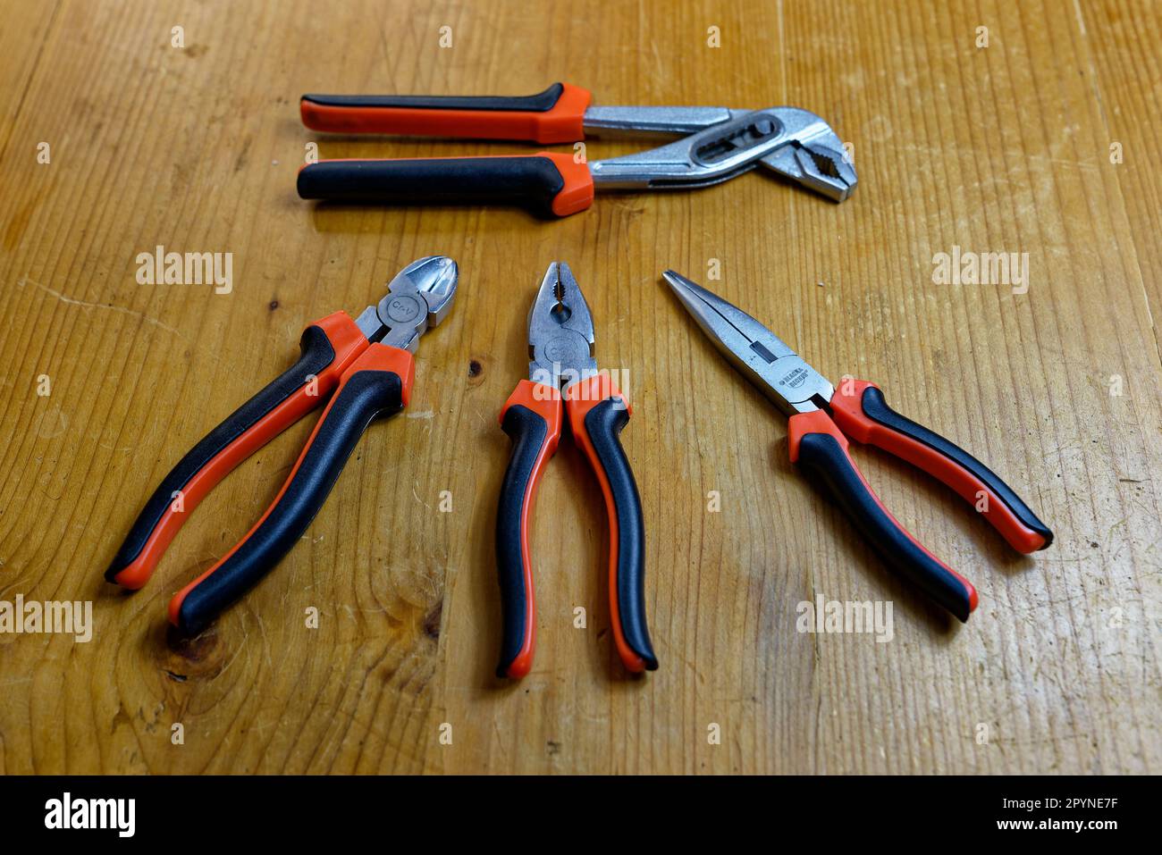 Tools, handcraft, do-it-yourself: Four different pliers, isolated in ...