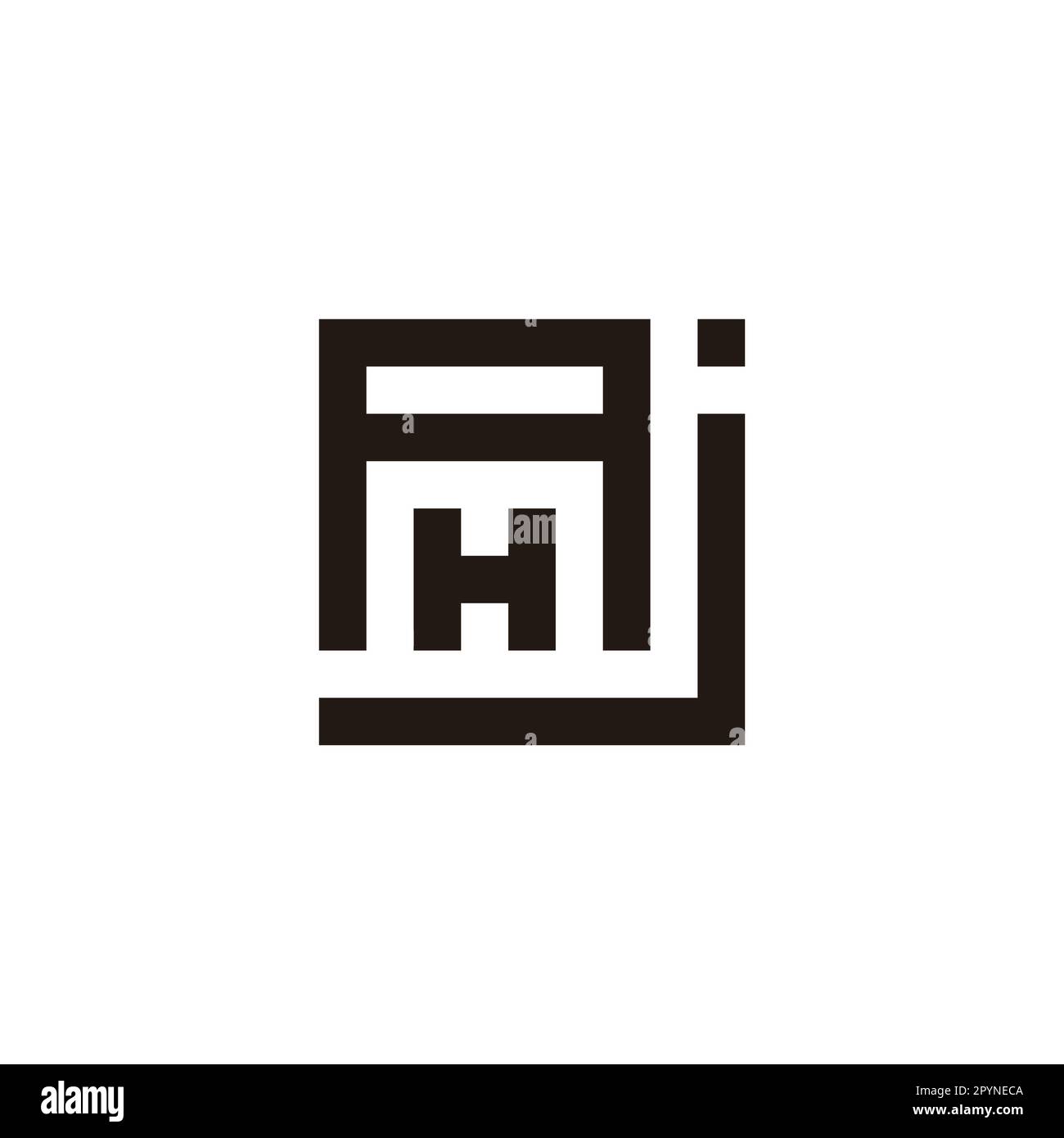 Letter j, A and H square geometric symbol simple logo vector Stock ...