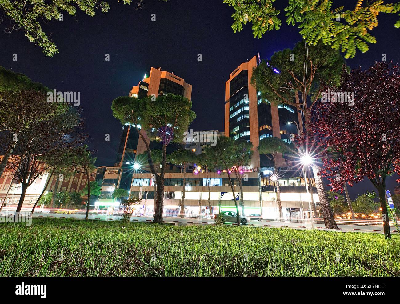 Tirana at Night. The capital city of Albania Stock Photo - Alamy