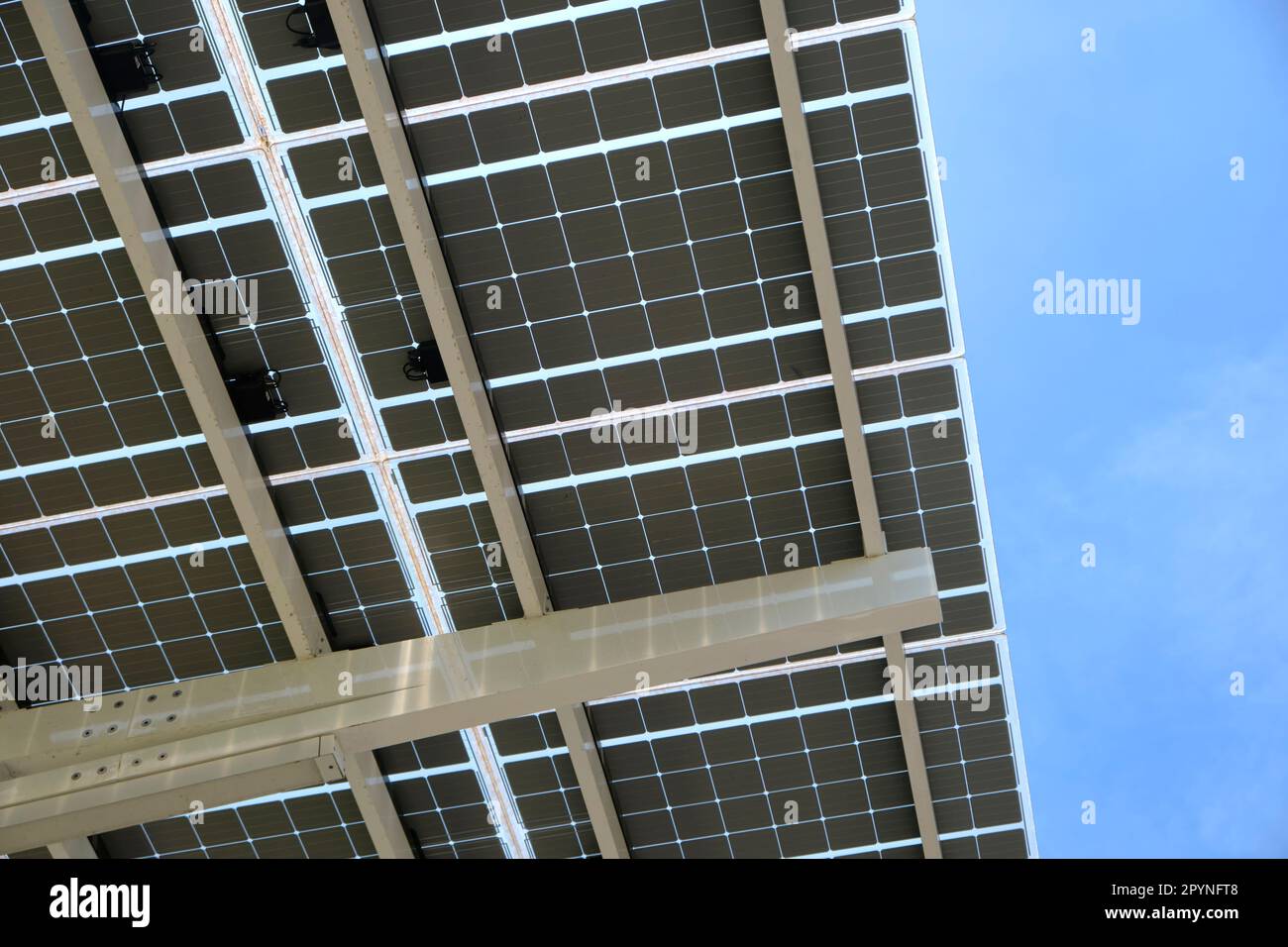 Solar photovoltaic panels mounted on metal frame for producing clean ...