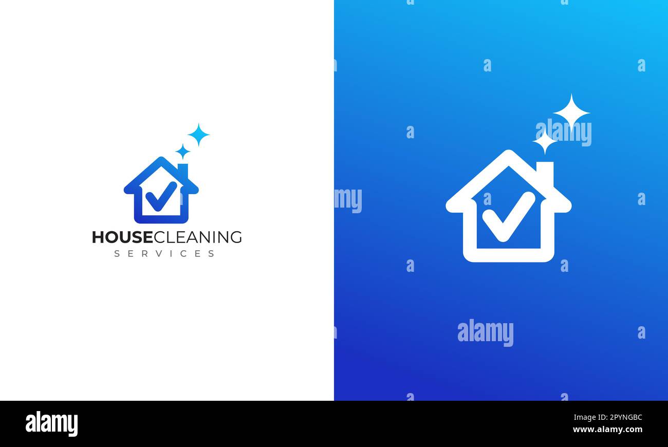 House cleaning logo design using blue color with simple modern design ...