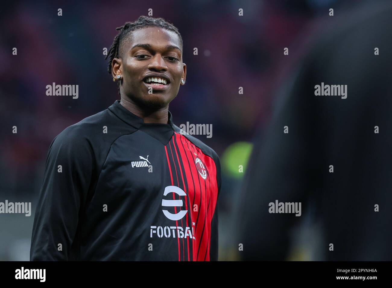 Rafael Leao of AC Milan smiling during Serie A 2022/23 football match ...