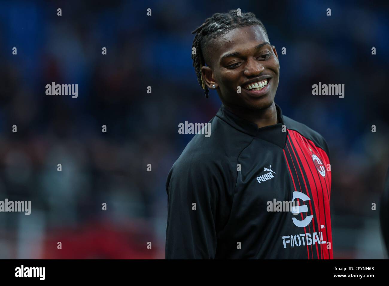 Rafael Leao of AC Milan smiling during Serie A 2022/23 football match ...