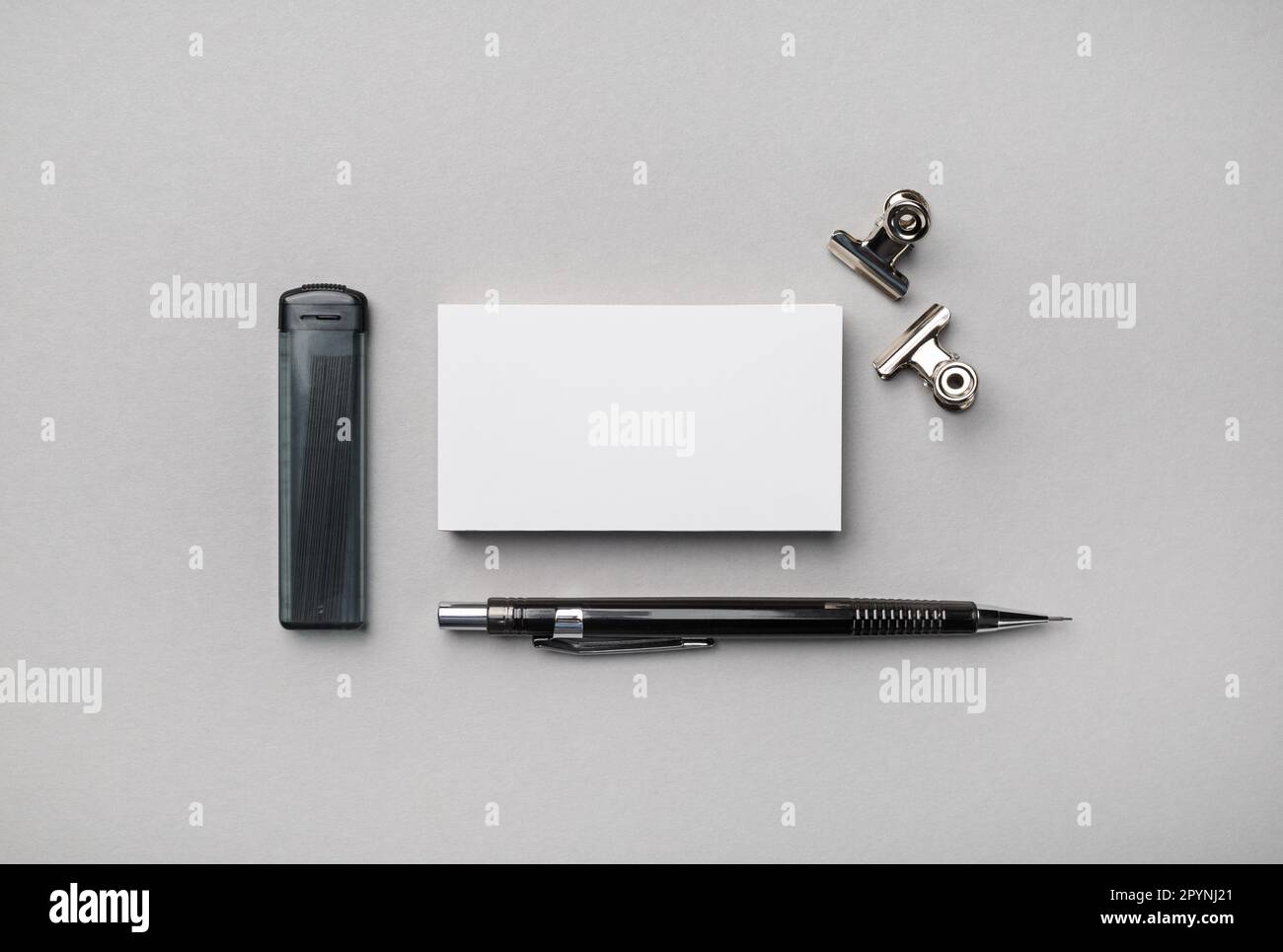 Blank stationery set on gray paper background. Brand identity mockup ...