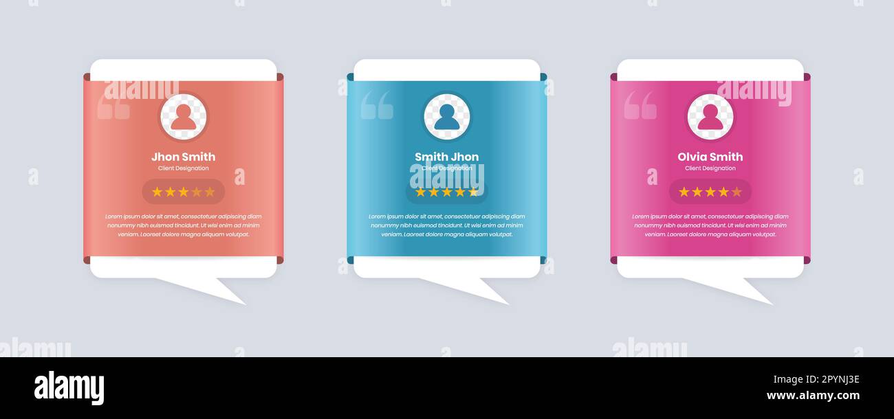 Modern professional client feedback card with rating star and avatar on ...