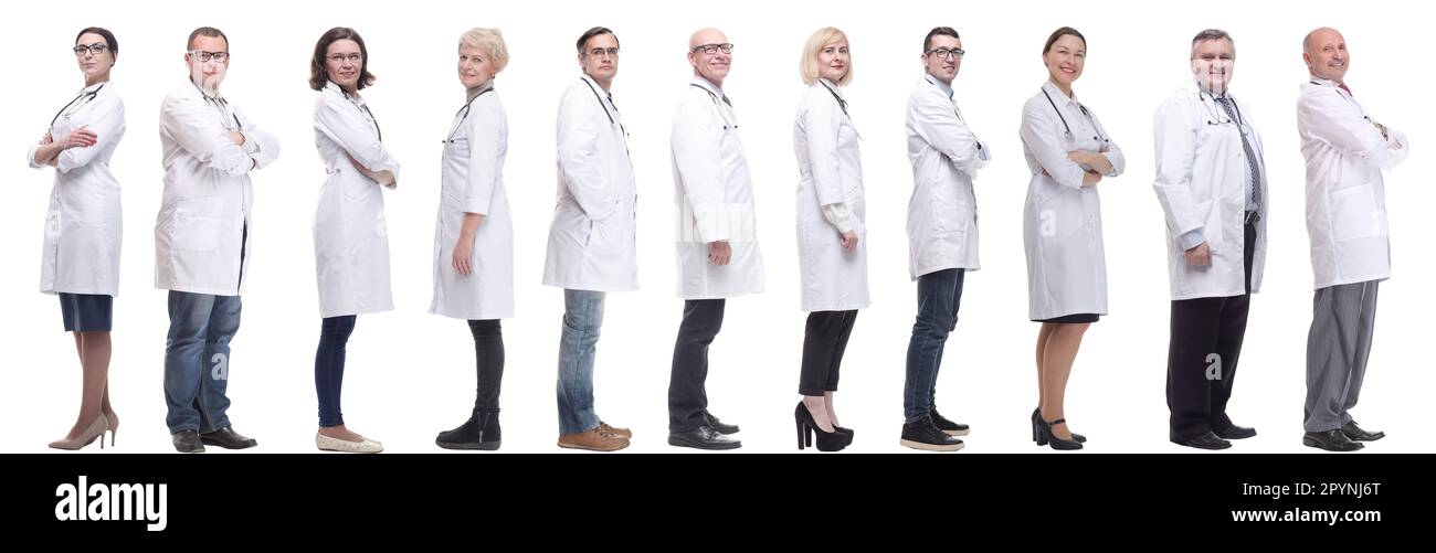 group of doctors in profile isolated on white Stock Photo - Alamy