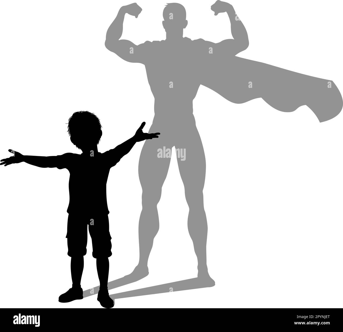 Superhero Child Kid With Super Hero Shadow Stock Vector Image & Art - Alamy