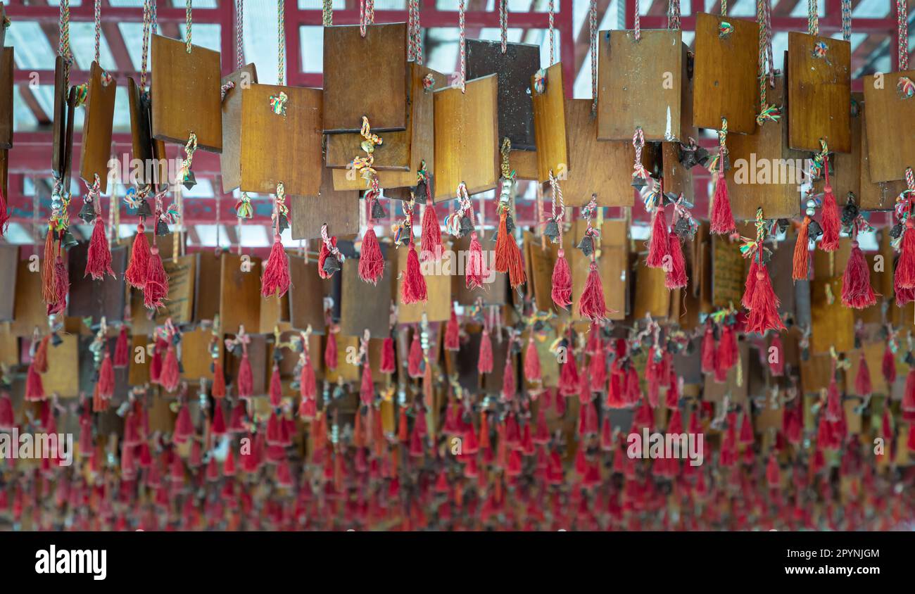 Wooden wishing plaques written or Ema are rectangular wooden tablets ...
