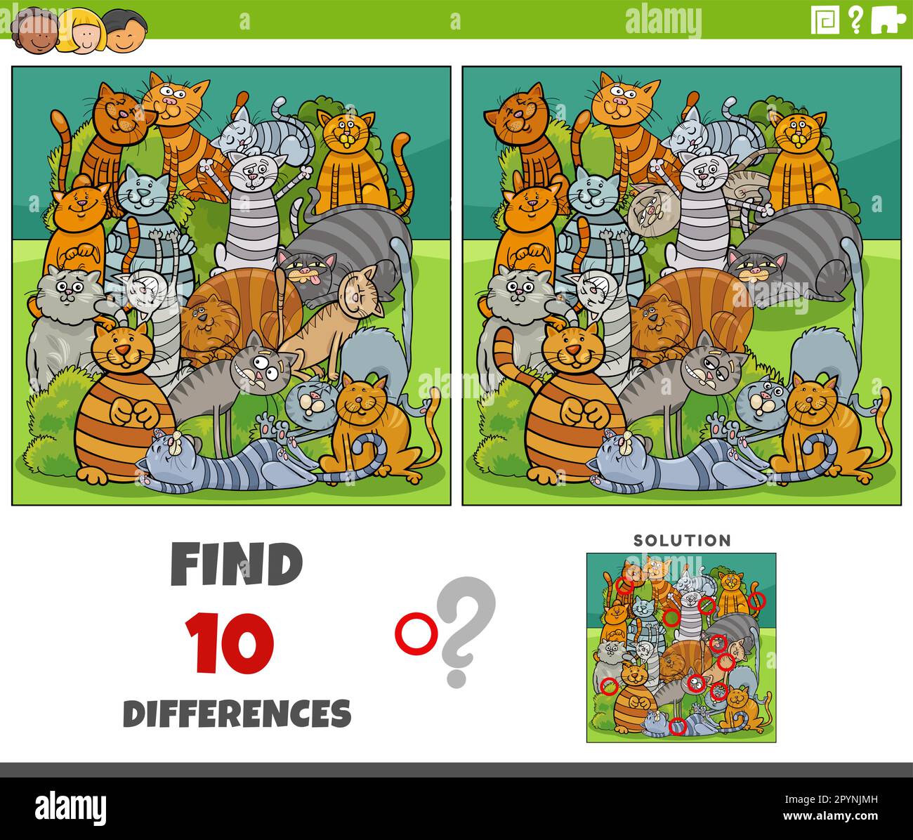 Cartoon illustration of finding the differences between pictures ...