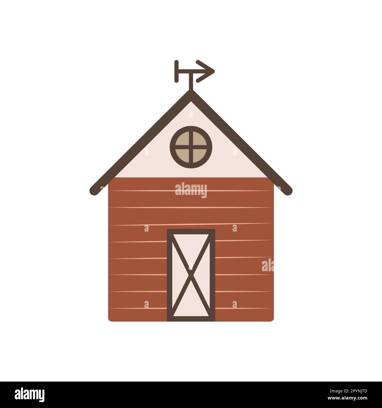 Red barn or pantry. An exterior object on a ranch or farm. Doodle art ...