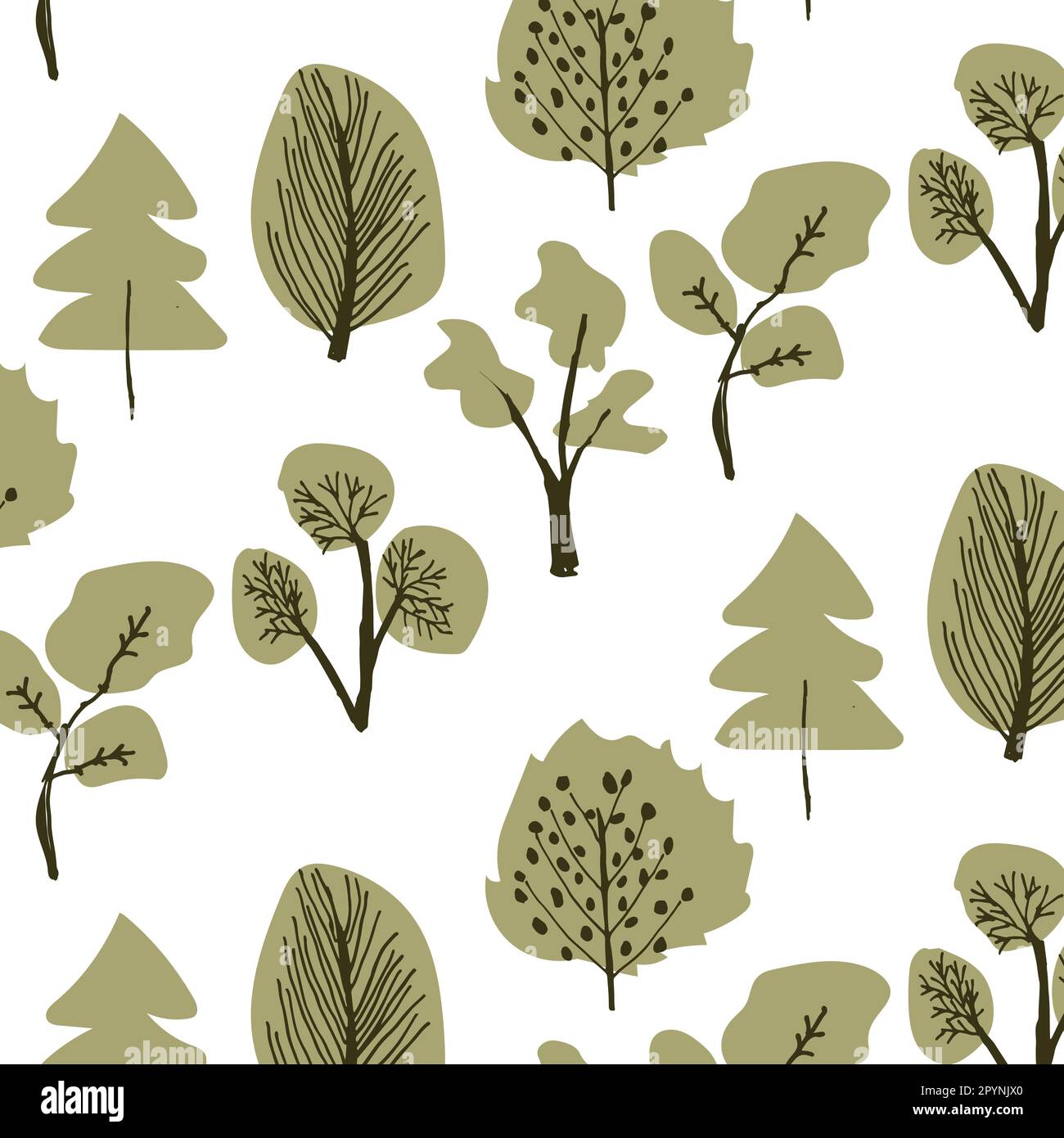 pattern of stylized hand drawn trees isolated Stock Vector Image & Art ...