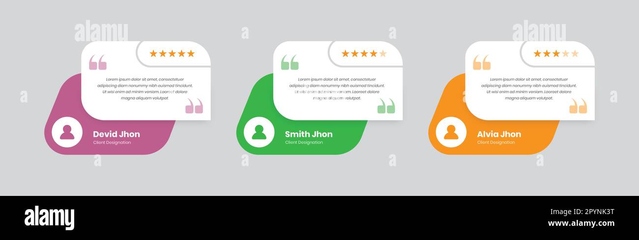 Simple minimalist client feedback or review rating card with abstract ...