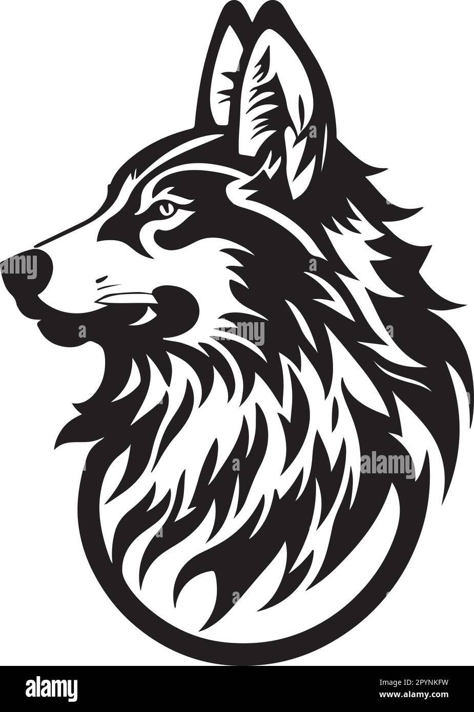 Excellent and powerful wolf emblem art vector Stock Vector Image & Art ...