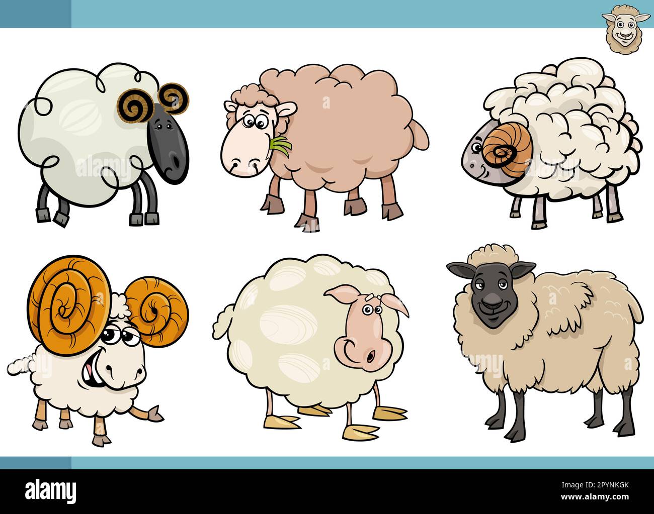 Cartoon illustration of sheep farm animals comic characters set Stock ...