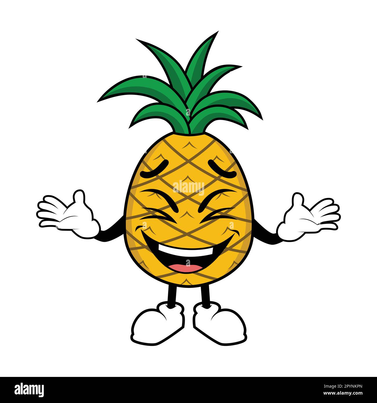 Pineapple Fruit Mascot Cartoon laughing happily Stock Vector Image ...