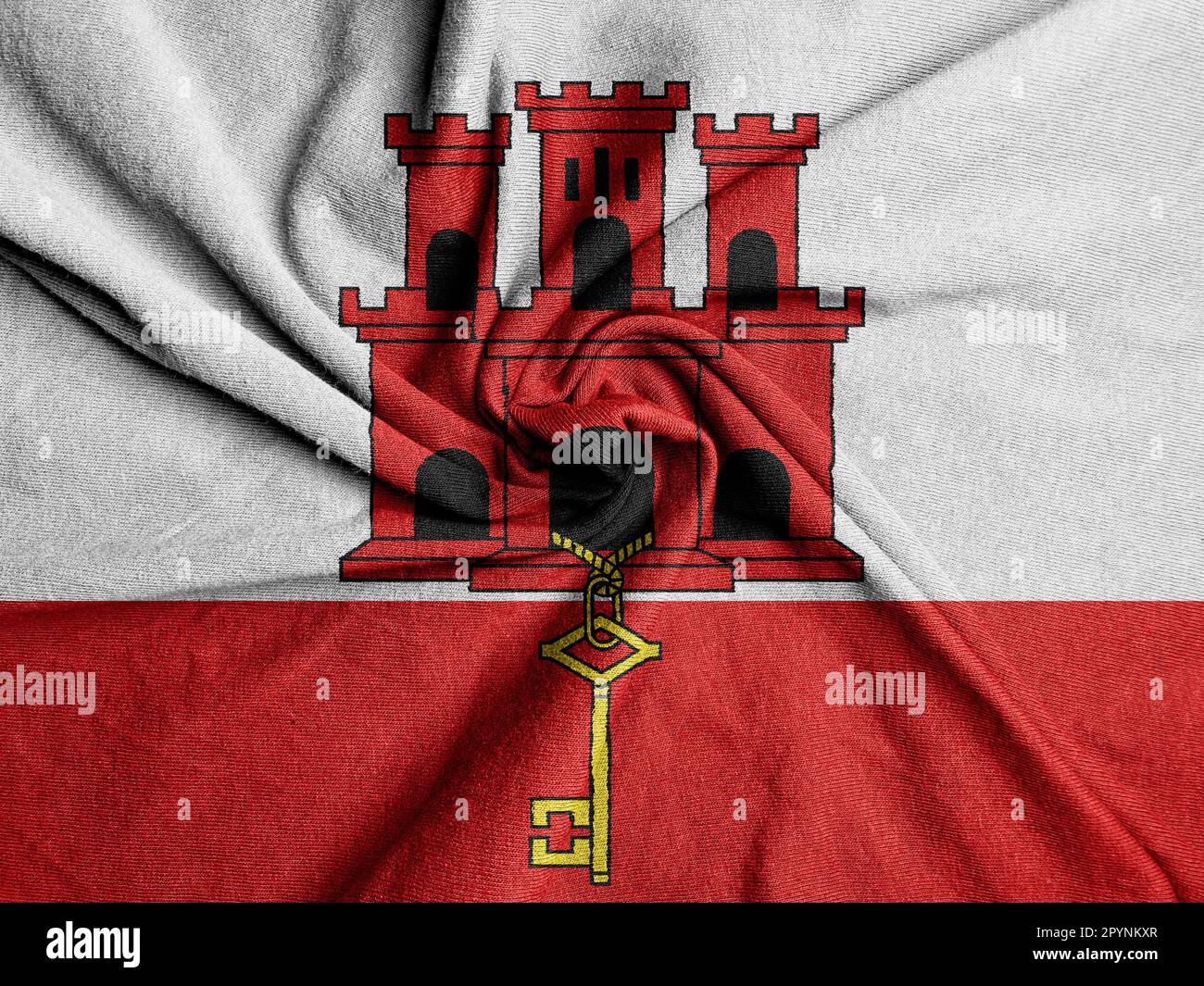 Fabric Flag of the Gibraltar, National Flag of the Gibraltar Stock Photo - Alamy