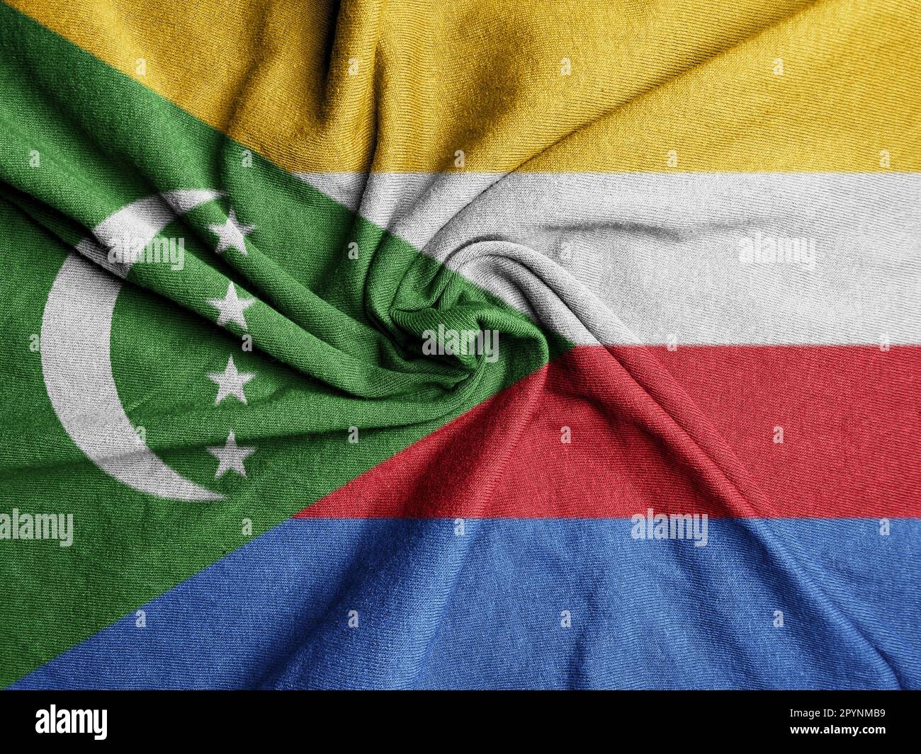 Fabric Flag of the Comoros, National Flag of the Comoros Stock Photo ...
