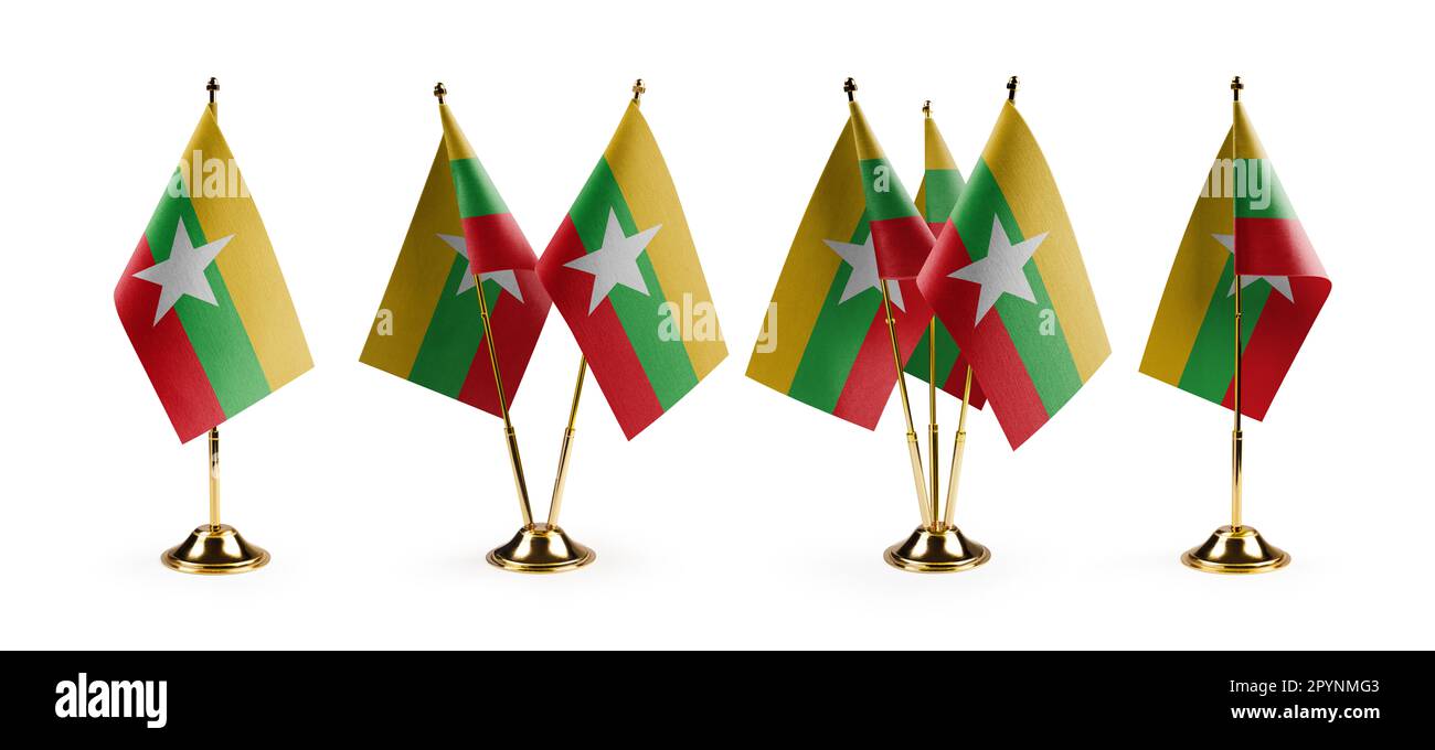 Small national flags of the Myanmar on a white background Stock Photo ...