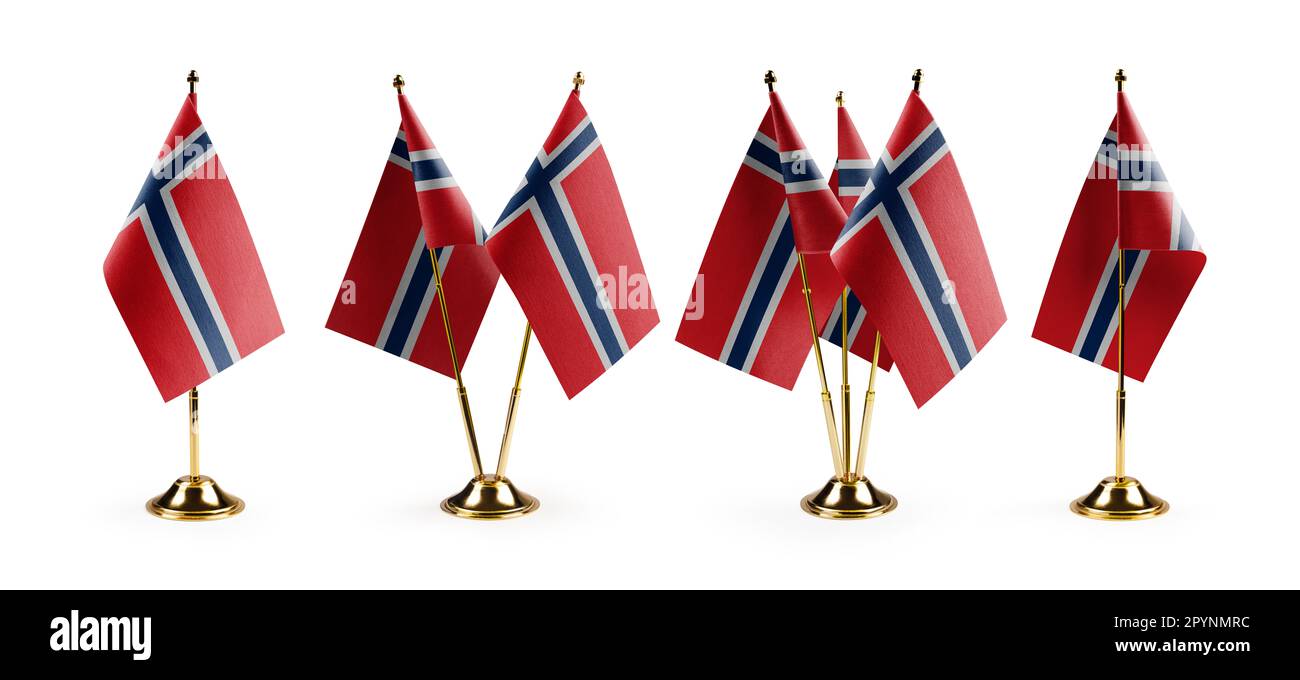 Small national flags of the Norway on a white background Stock Photo ...