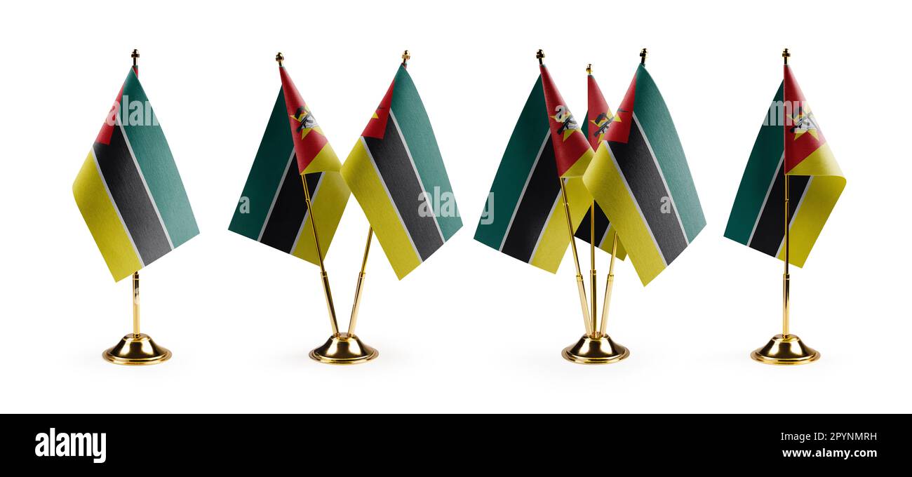 Small national flags of the Mozambique on a white background Stock ...