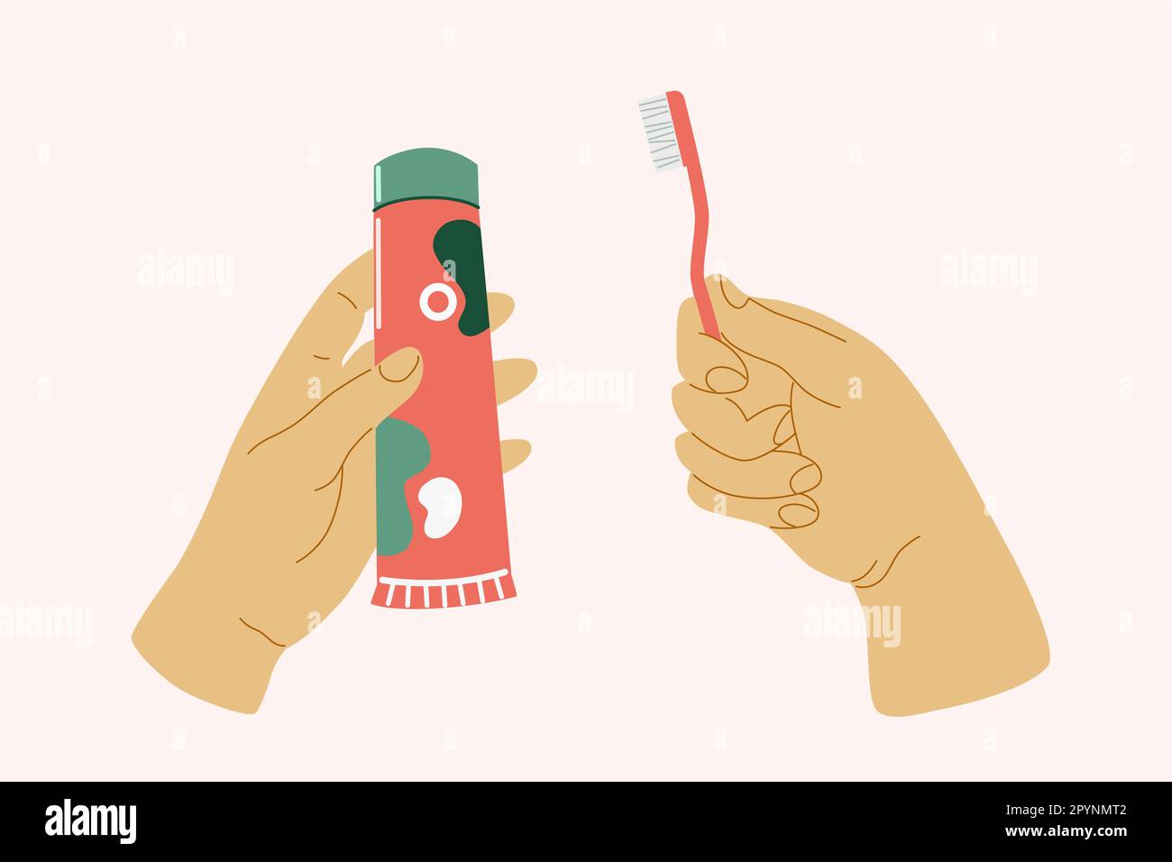 People hands doing morning routine close up vector illustrations set ...