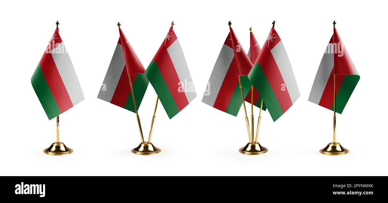 Small national flags of the Oman on a white background Stock Photo - Alamy