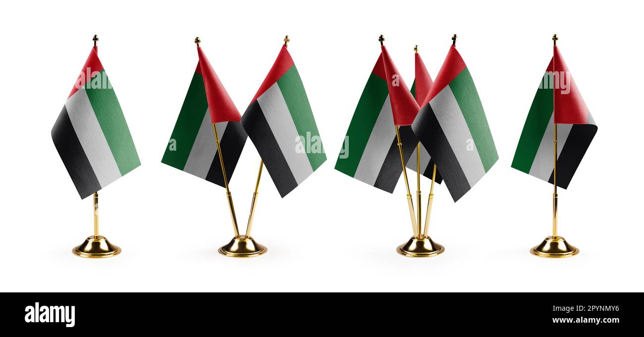 Small national flags of the Arab Emirates on a white background Stock ...