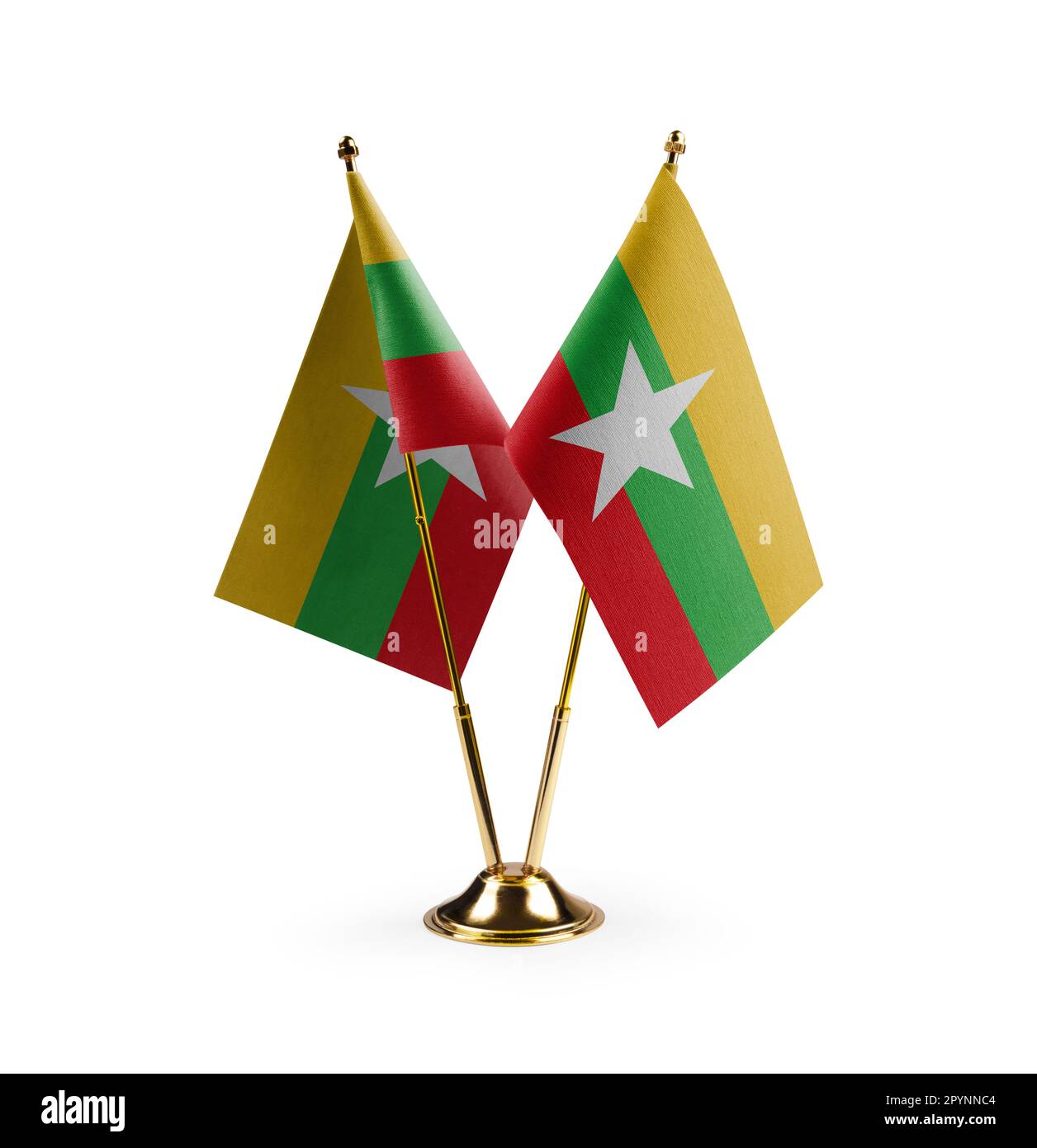 Small national flags of the Myanmar on a white background Stock Photo ...
